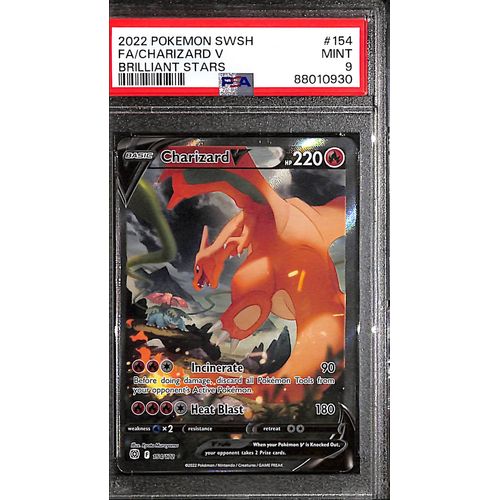 PSA9 - 2022 Pokemon FA/Charizard V 154/172 Brilliant Stars