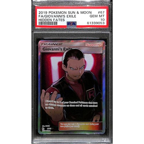 PSA10 - 2019 Pokemon Sun & Moon FA/Giovanni's Exile 67/68 Hidden Fates
